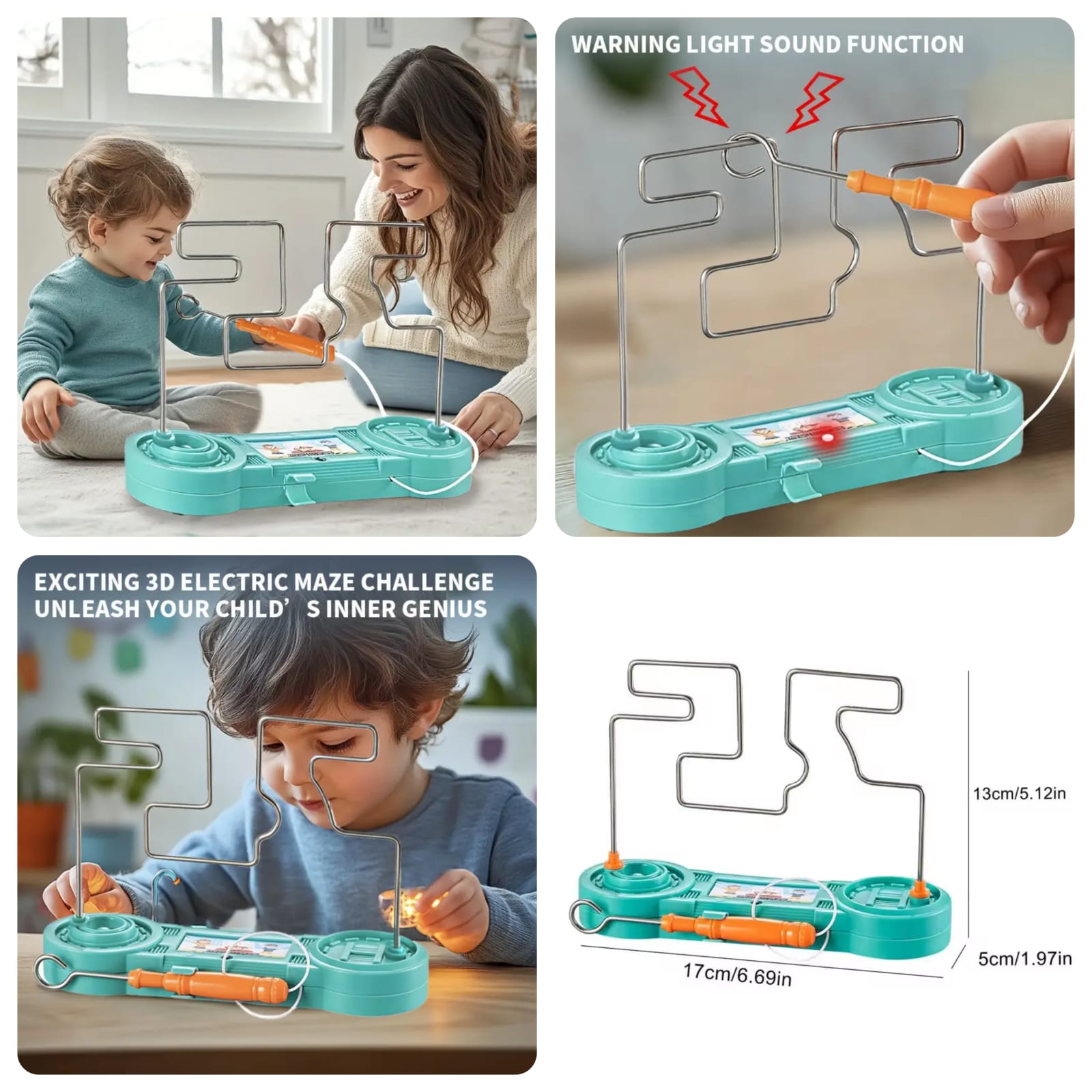 Electric Concentration Toy Wire Touch Maze Roller Puzzle Bump Game Set ...